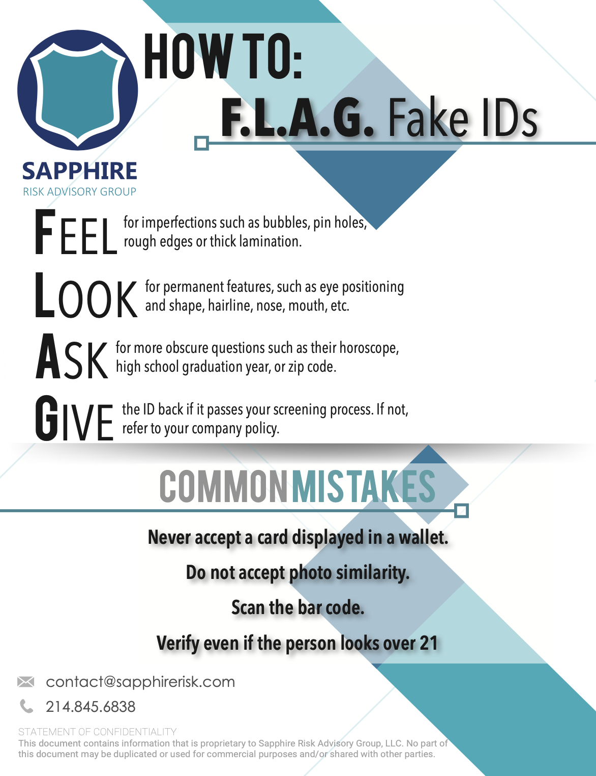 F.L.A.G a Fake ID Downloadable Poster - Sapphire Risk Advisory Group